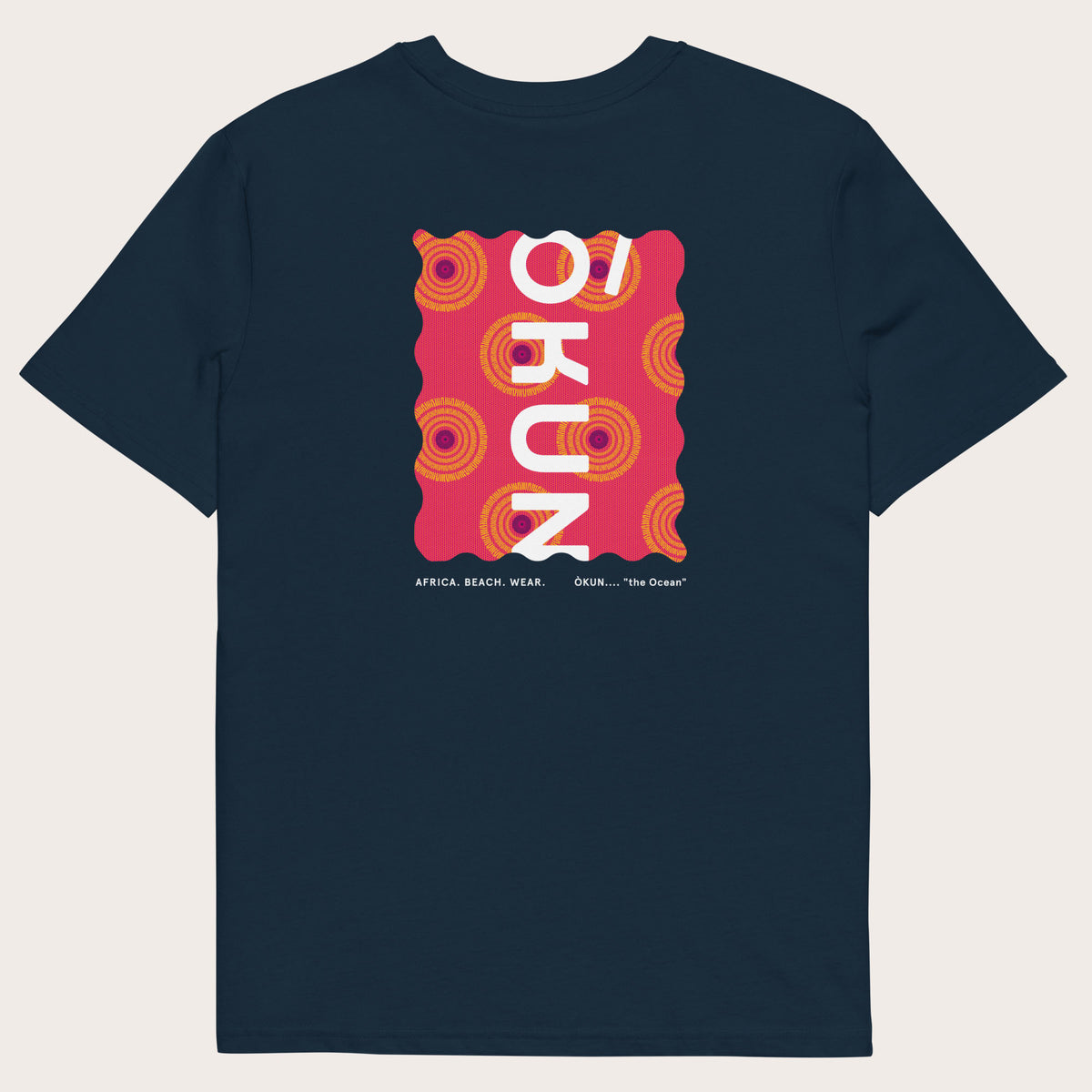 Organic Cotton - Wavy Graphic T-Shirt - Òkun Shwe Shwe Fuschia - Navy ...