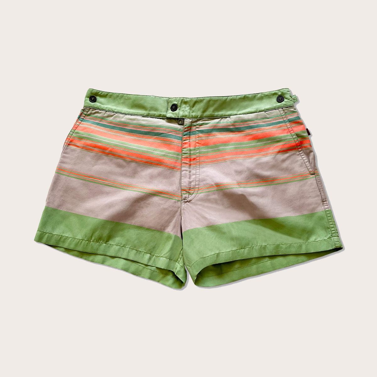 Patrice 4" - Designer Swim Trunks - Kikoy Khaki – Okun Africa Beachwear